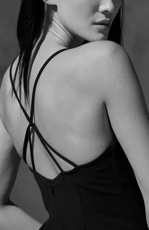 CRESCENT Crisscross Back Midi Dress