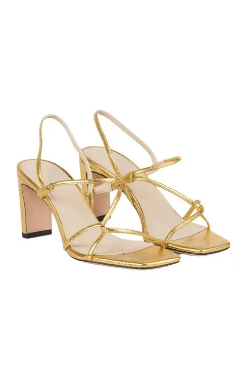 Sandro Embossed Leather Strappy Sandals - Gold