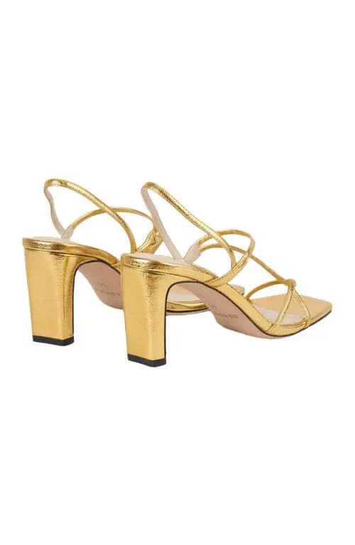 Sandro Embossed Leather Strappy Sandals - Gold