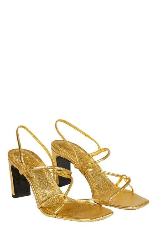 Sandro Embossed Leather Strappy Sandals - Gold