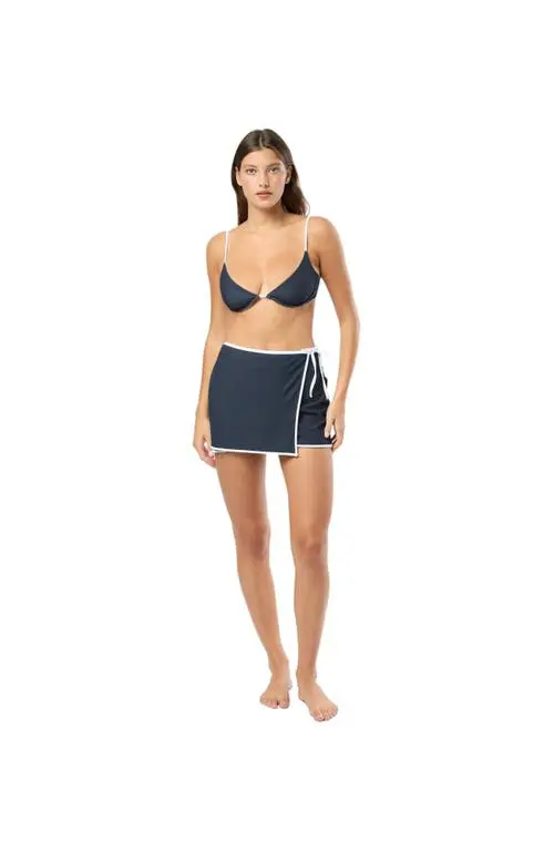 Onia Crochet Mesh Mini Wrap Skirt - Deep Navy
