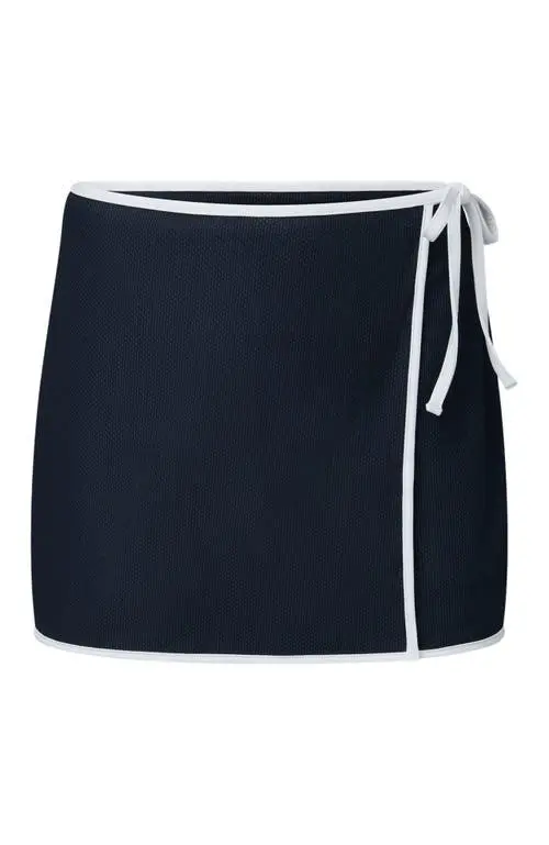 Onia Crochet Mesh Mini Wrap Skirt - Deep Navy