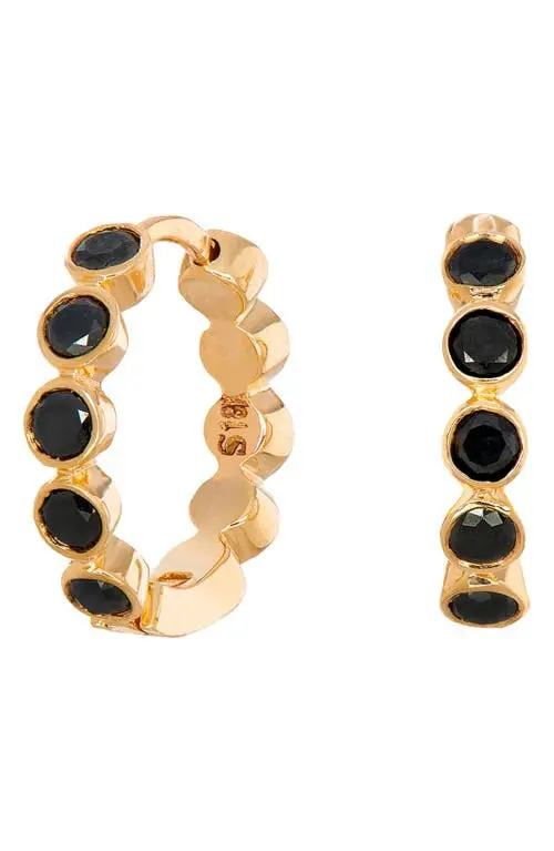 Sethi Couture Black Diamond Hoop Earrings - Yellow Gold