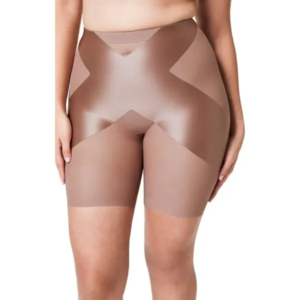 Spanx Spanxshape™ Satin-x™ Mid Thigh Shorts - Cafe Au Lait