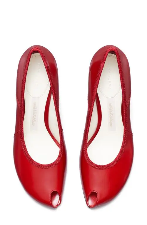 Tory Burch Pointed Toe Leather Pumps - Red Sky