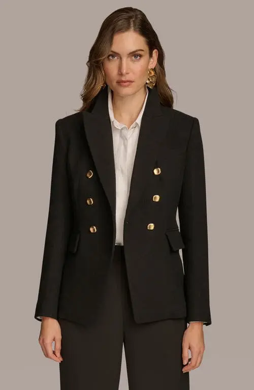 Donna Karan New York Double-breasted Wool-blend Blazer - Black
