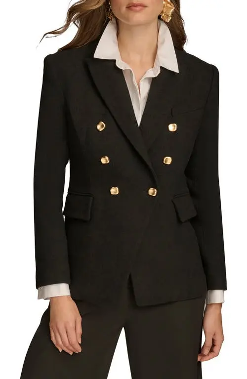 Donna Karan New York Double-breasted Wool-blend Blazer - Black