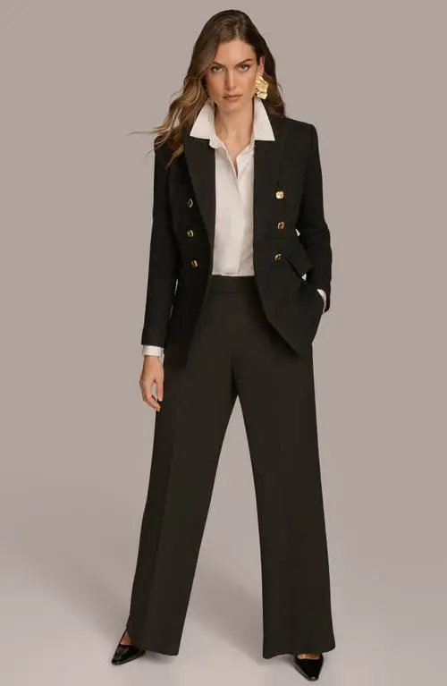 Donna Karan New York Double-breasted Wool-blend Blazer - Black