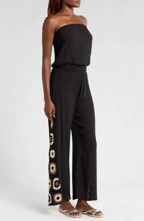 Elan Crochet Inset Strapless Jumpsuit
