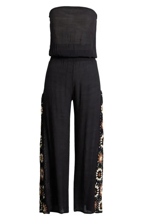 Elan Crochet Inset Strapless Jumpsuit