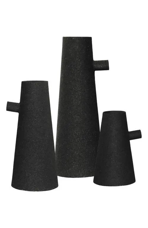 RENWIL Aflynta Set Of 3 Iron Vases - Black