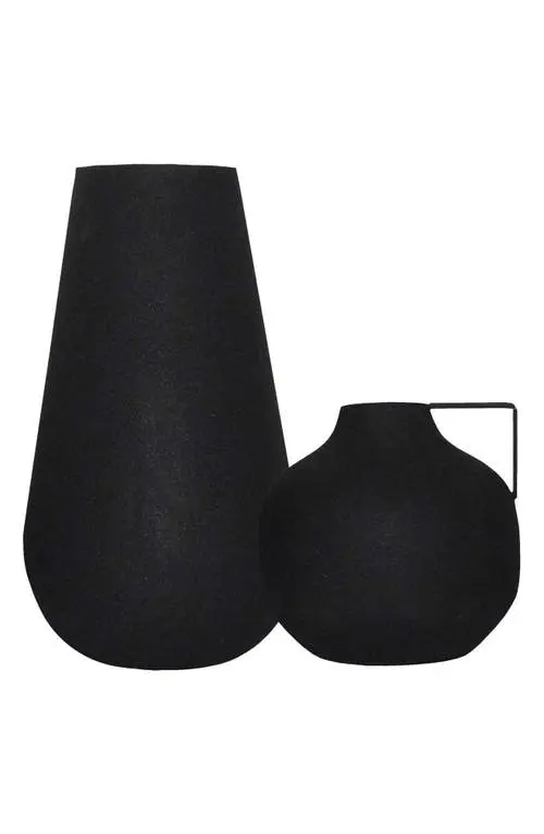 RENWIL Roove Set Of 2 Iron Vases - Black