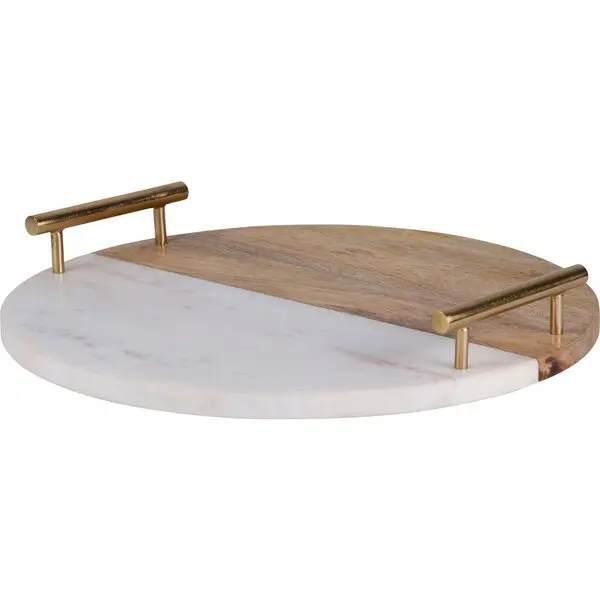 RENWIL Dinova Marble & Wood Tray - White