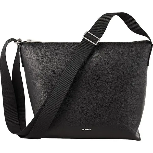 Sandro Grained Leather Satchel - Black