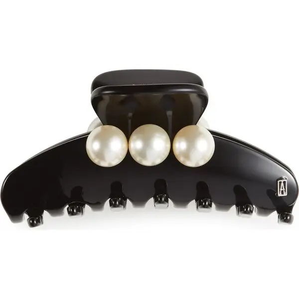 Alexandre De Paris Faux Pearl Embellished Hair Clip - Black
