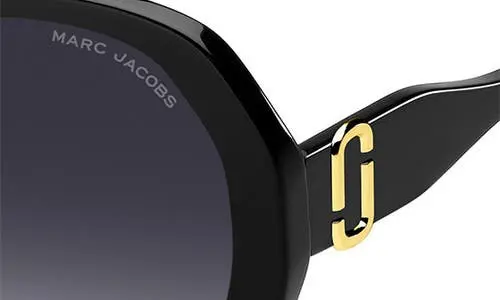 Marc Jacobs 55mm Gradient Oval Sunglasses - Black/ Dark Grey