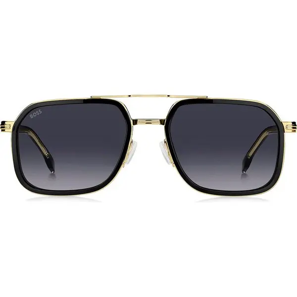 BOSS 55mm Rectangular Sunglasses - Black Gold/ Dark Grey Sf
