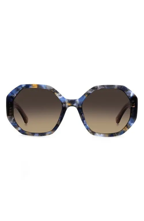 Kate Spade New York Flynnie Geometric Sunglasses - Blue Havana/ Grey Brown