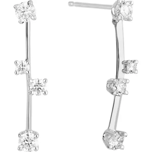 Lana Jewelry 14k Gold Diamond Linear Drop Earrings - White Gold