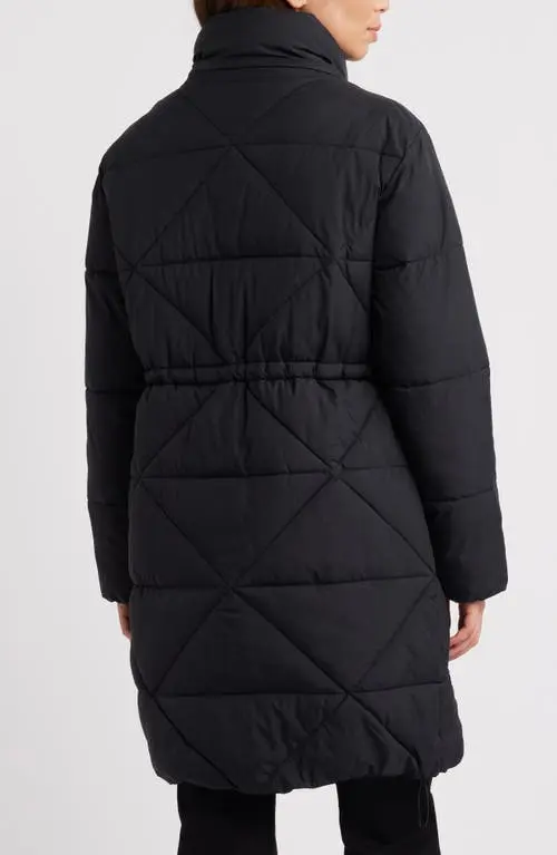 Sam Edelman Mixed Quilt Puffer Coat - Black
