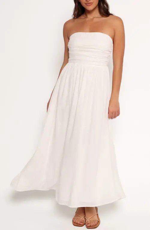 PETAL & PUP Kayt Strapless Maxi Dress - White
