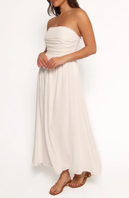 PETAL & PUP Kayt Strapless Maxi Dress - White