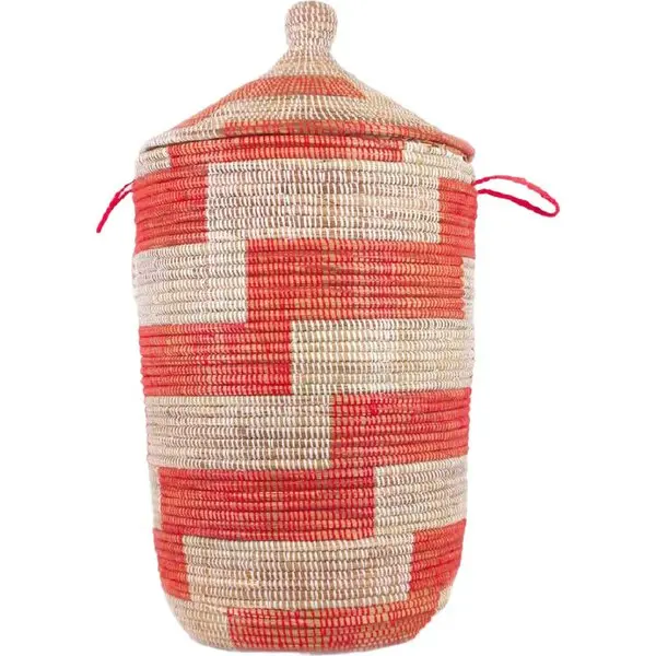 MBARE Dou Lid Storage Basket Stripe Red