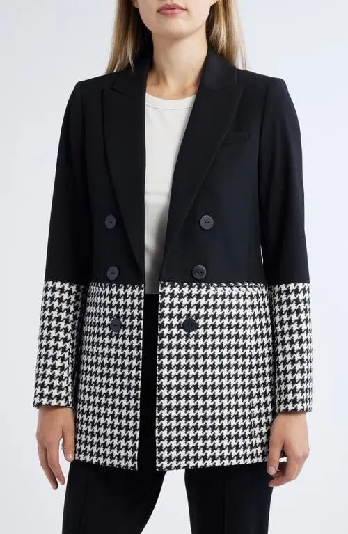 TAHARI ASL Houndstooth Colorblock Blazer