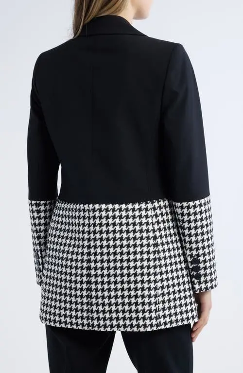 TAHARI ASL Houndstooth Colorblock Blazer
