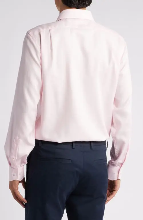 Lorenzo Uomo Herringbone Textured Button-up Shirt - Pink