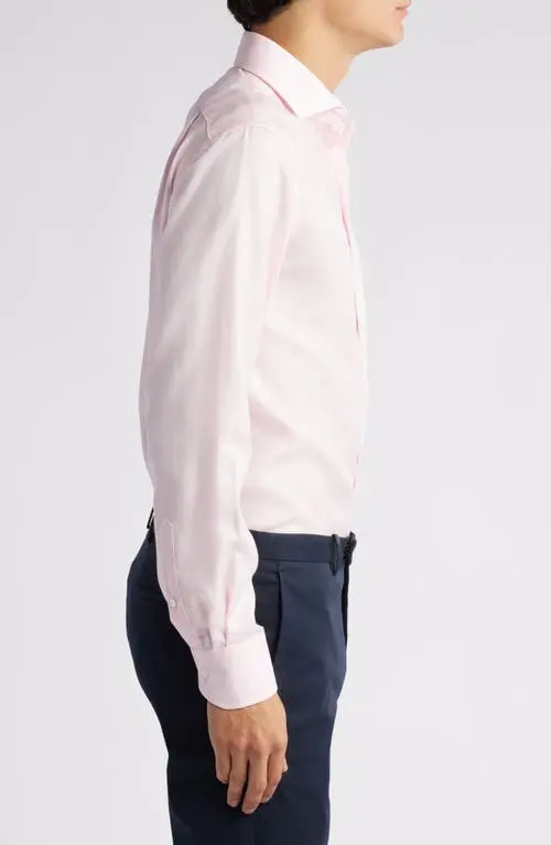 Lorenzo Uomo Herringbone Textured Button-up Shirt - Pink