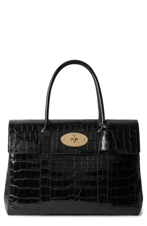 Mulberry Small Bayswater Croc Embossed Satchel
