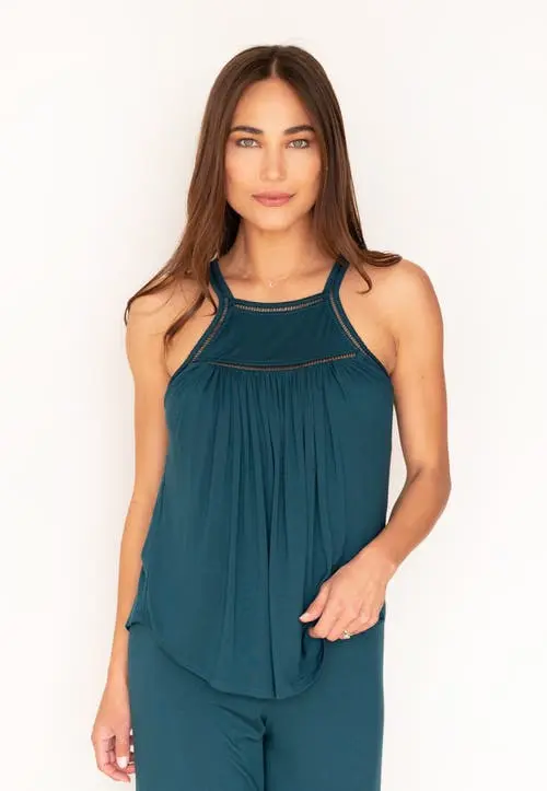 JJWINKS Wine Down Built-in Shelf Racerback Tank - Deep Teal