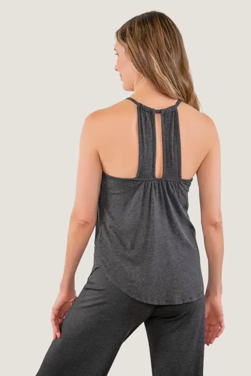JJWINKS Slumber Party Built-in Shelf Pajama Tank Top - Charcoal