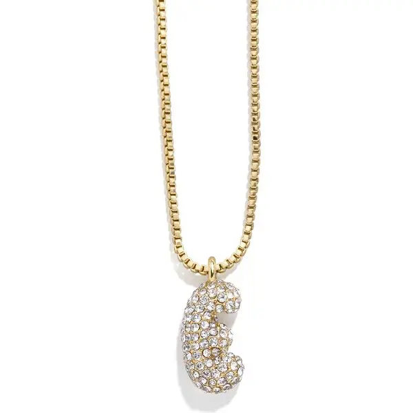 Baublebar Mini Pavé Bubble Initial Necklace - Gold E