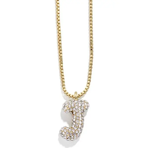 Baublebar Mini Pavé Bubble Initial Necklace - Gold J