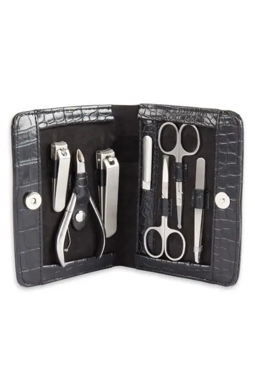 BEY-BERK Crocodile Texture Manicure Set - Black