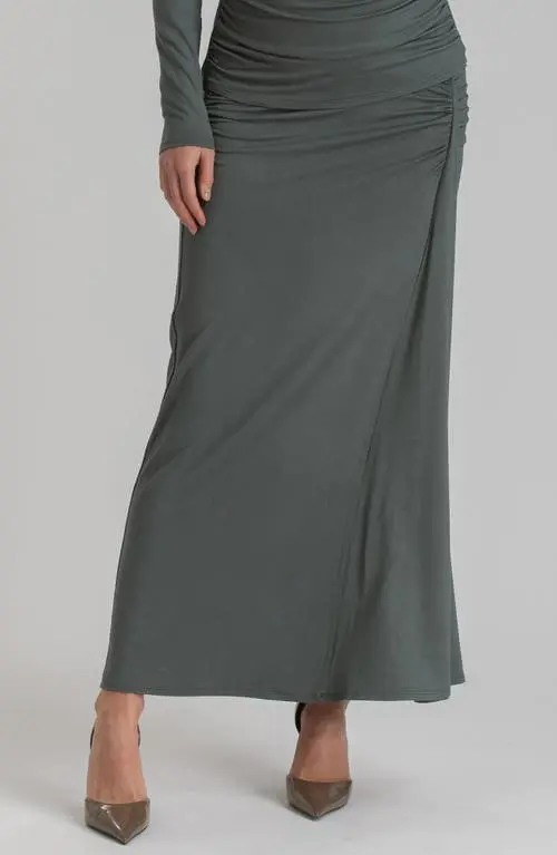 PIETRO BRUNELLI Ruched Maxi Skirt - Medium Green