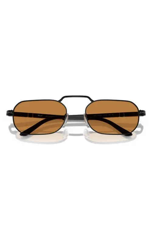 Persol 57mm Polarized Rectangle Sunglasses - Black/ Yellow