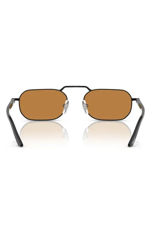 Persol 57mm Polarized Rectangle Sunglasses - Black/ Yellow