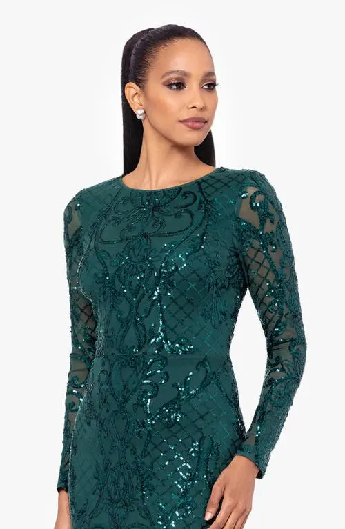 Betsy & Adam Sequin Mermaid Gown