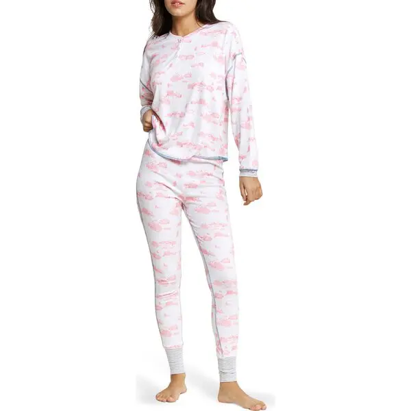 Honeydew Intimates Cuddle Crew Pajamas - White/pink Cabin Toile