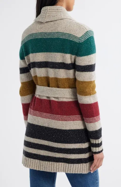 Pendleton Camp Stripe Lambswool Blend Wrap Cardigan