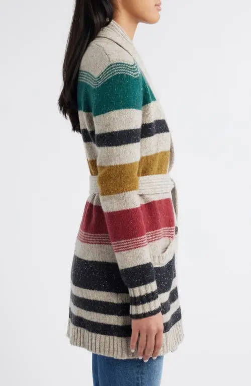 Pendleton Camp Stripe Lambswool Blend Wrap Cardigan
