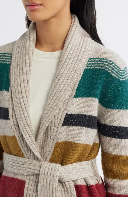 Pendleton Camp Stripe Lambswool Blend Wrap Cardigan
