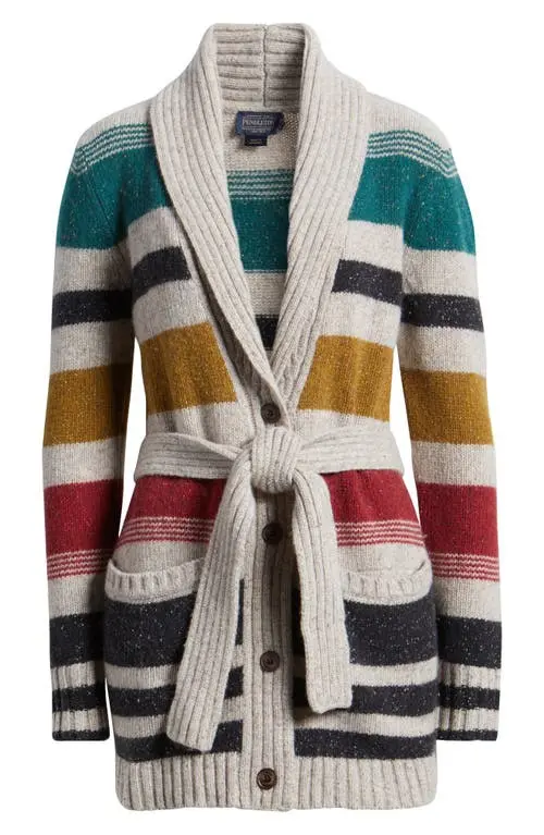 Pendleton Camp Stripe Lambswool Blend Wrap Cardigan