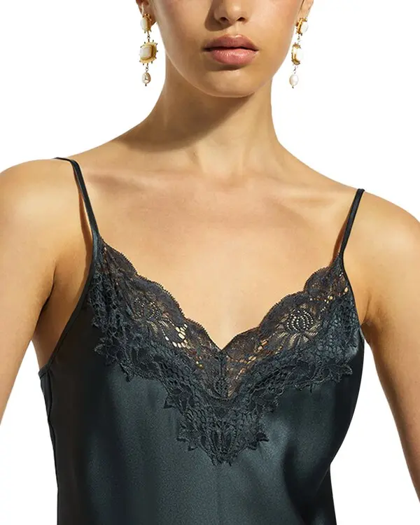 Ginia Silk Lace Slip - Black