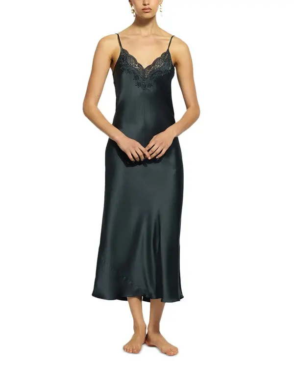 Ginia Silk Lace Slip - India Ink