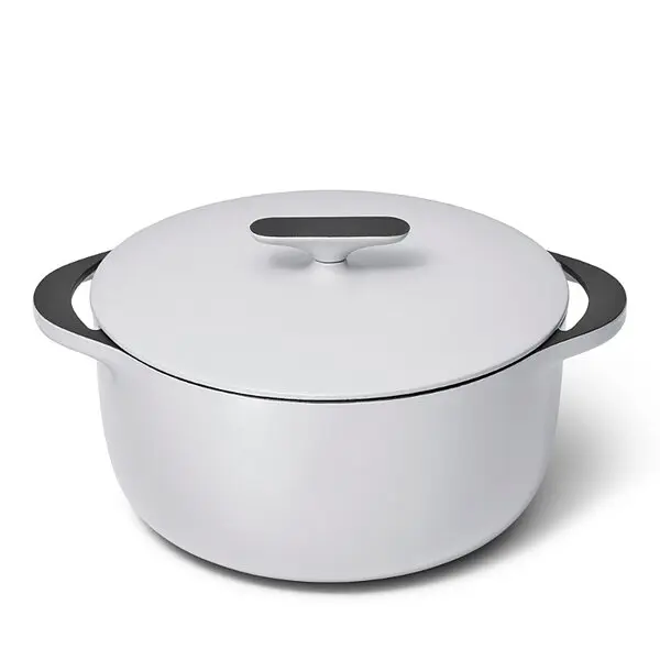 CARAWAY Enameled Cast Iron 6.5 Qt Dutch Oven With Flat Lid - Gray