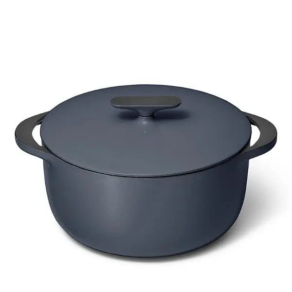 CARAWAY Enameled Cast Iron 6.5 Qt Dutch Oven With Flat Lid - Midnight